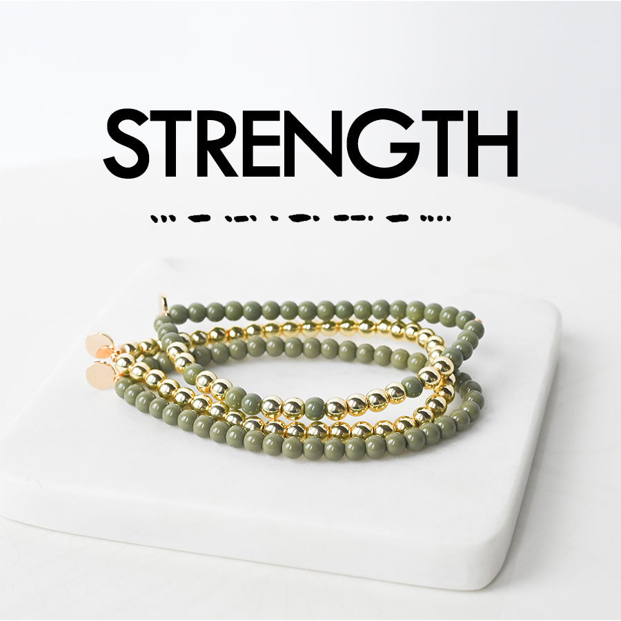 STRENGTH Morse Code Stacking Bracelet Set – ETHICGOODS