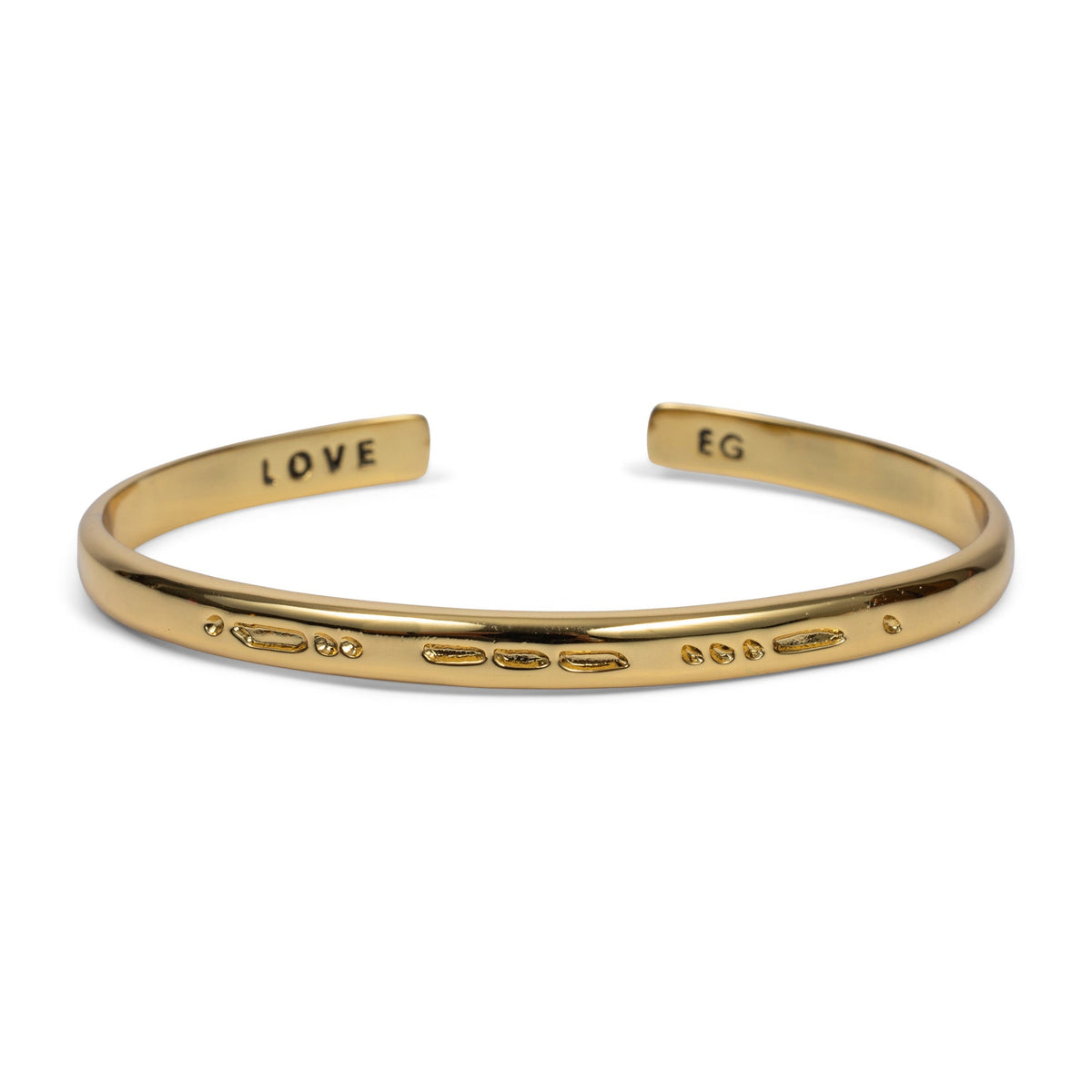 CLASSIC GOLD Morse Code Cuff Bracelet - Stamped | LOVE – ETHICGOODS